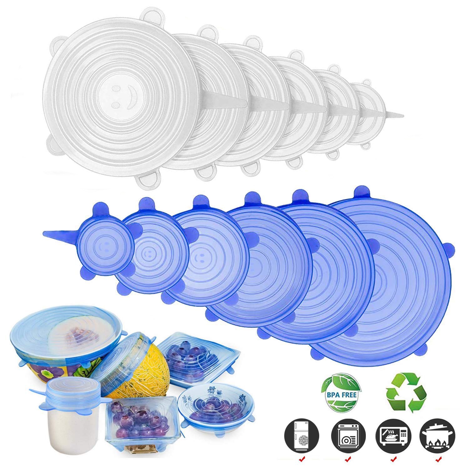 Adpartner Silicone Stretch Lids, 12 Pack of Various Sizes BPA-free ...
